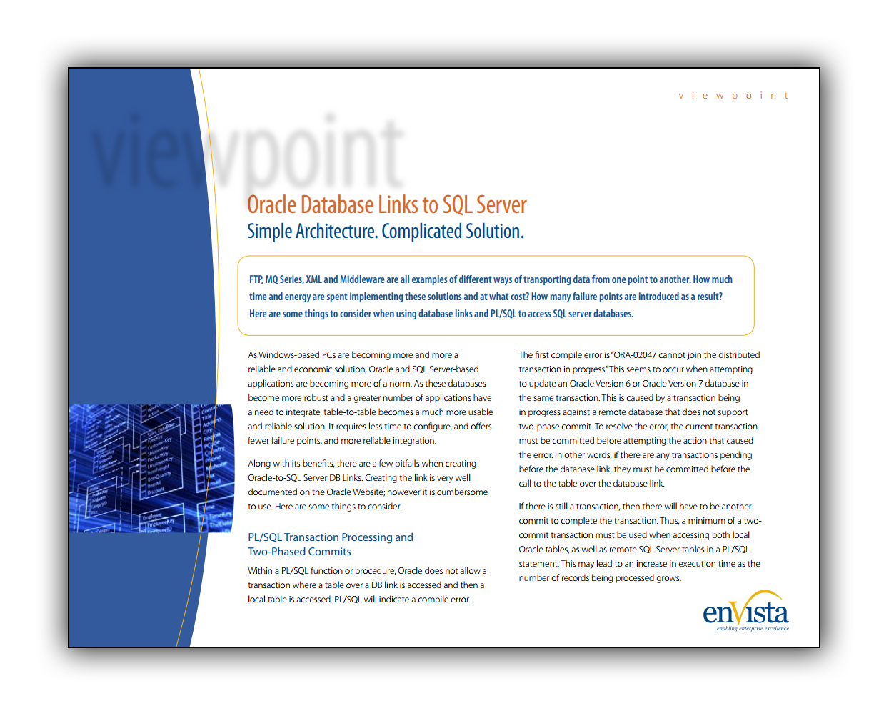 White Paper: Oracle Database Links to SQL Server White Paper: Oracle Database Links to SQL Server