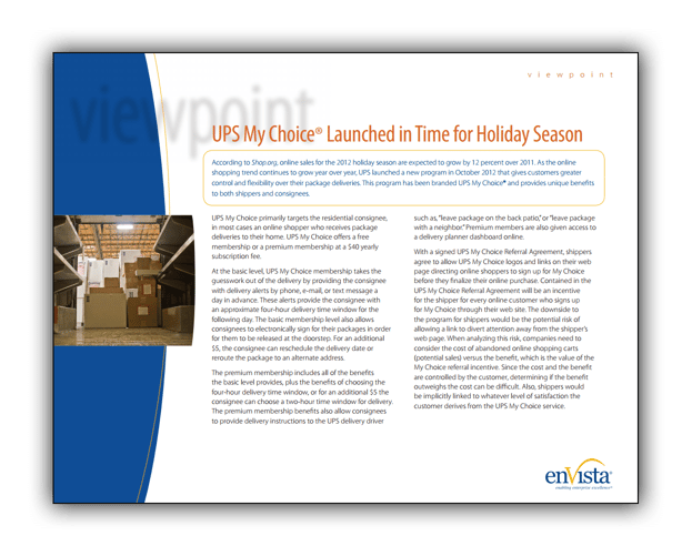 White Paper: UPS My Choice® Launched in Time for Holiday Season