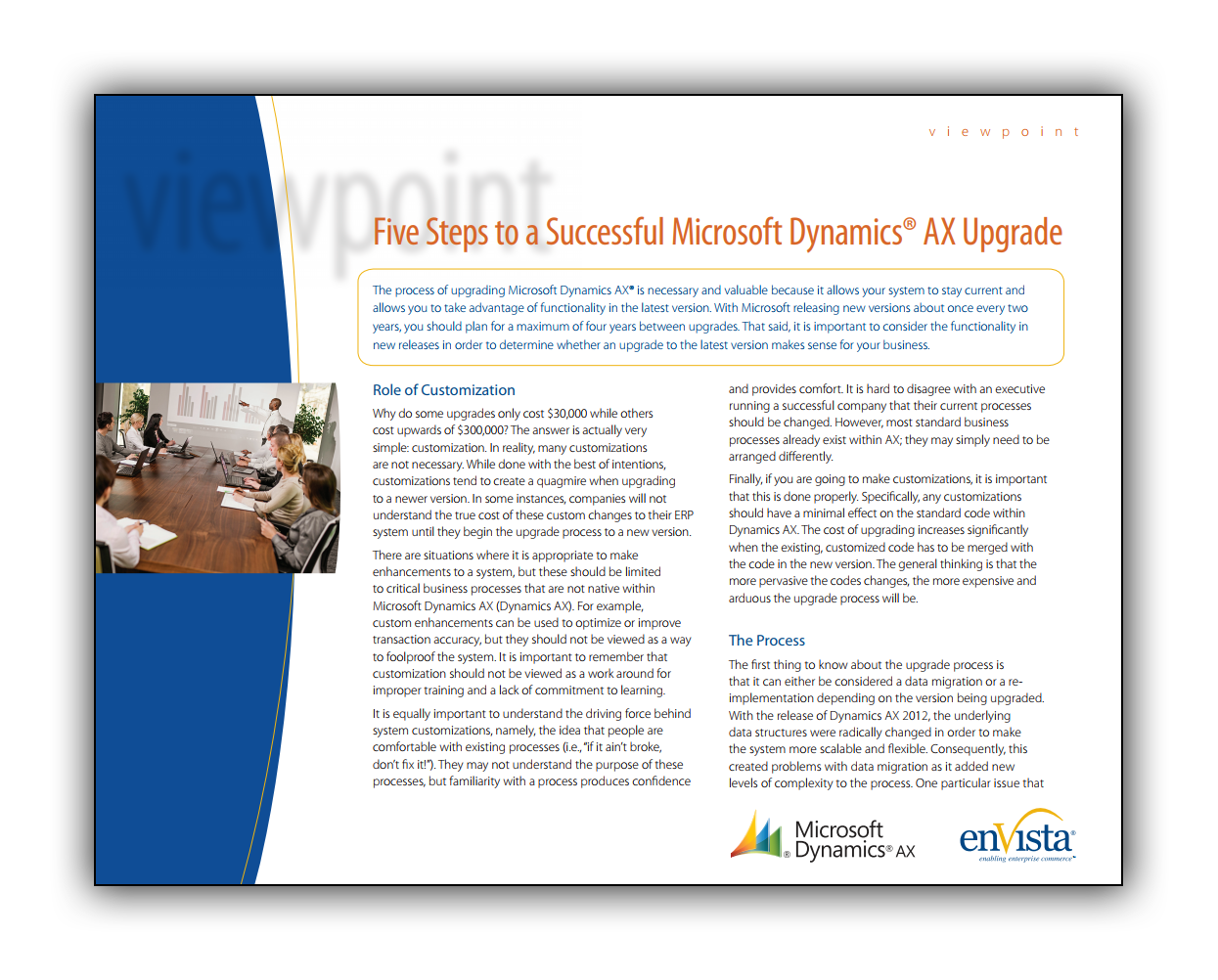 White Paper 5 Steps To A Successful Microsoft Dynamics Ax Upgrade